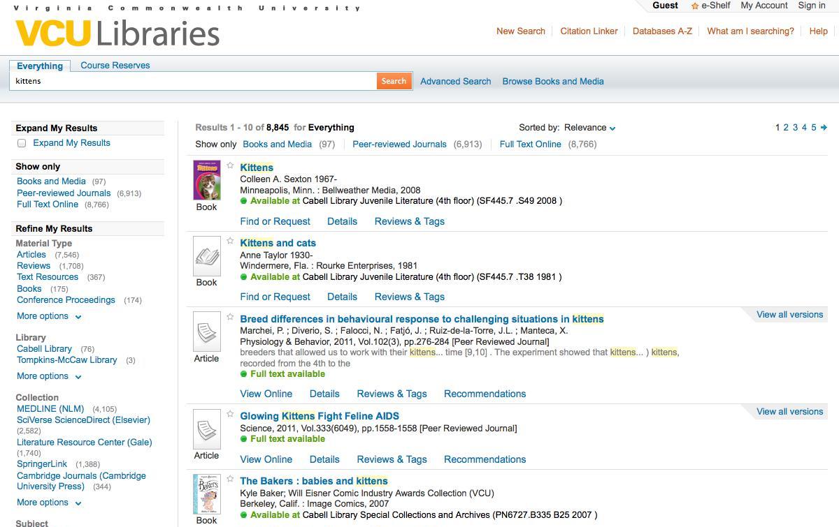 A new look for search at VCU Libraries | Erin White